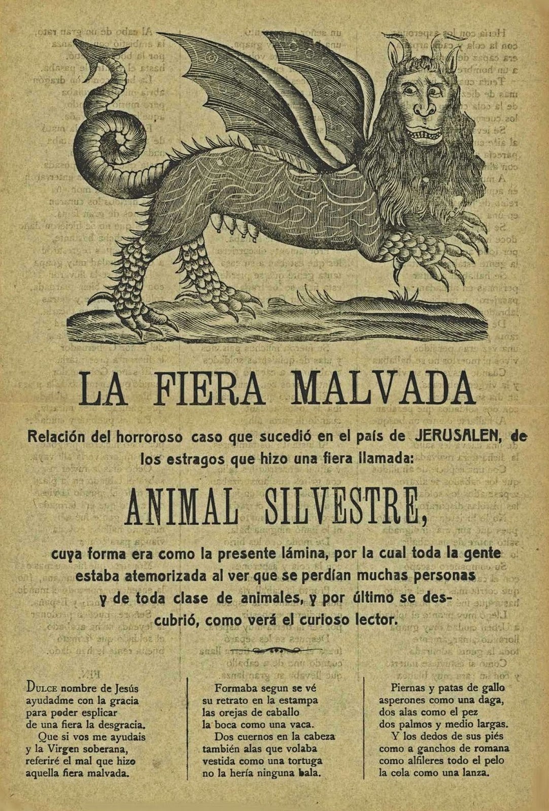 Almanaque: Sucesos extraordinarios: La fiera malvada